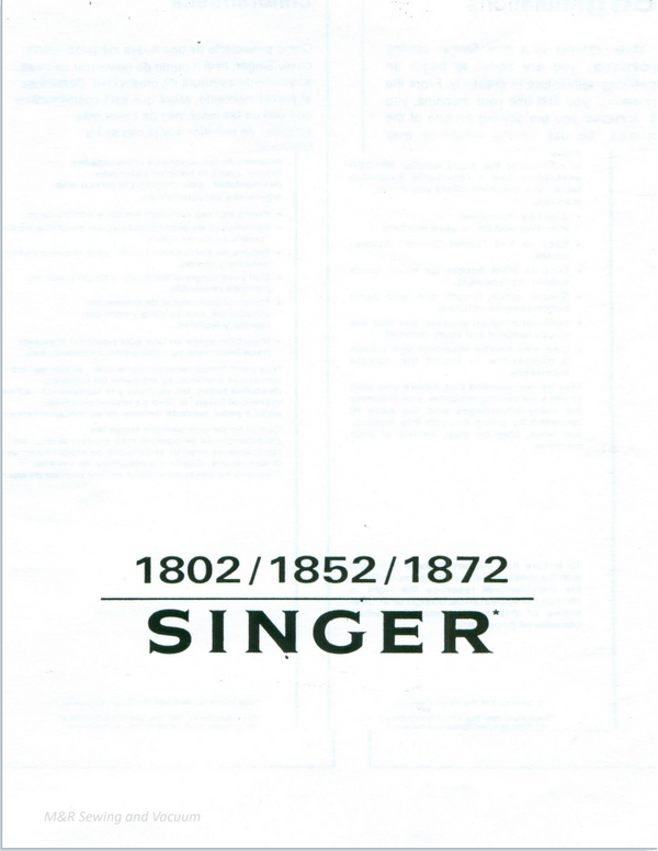 Instruction Manual, Singer 1852 - mrsewing