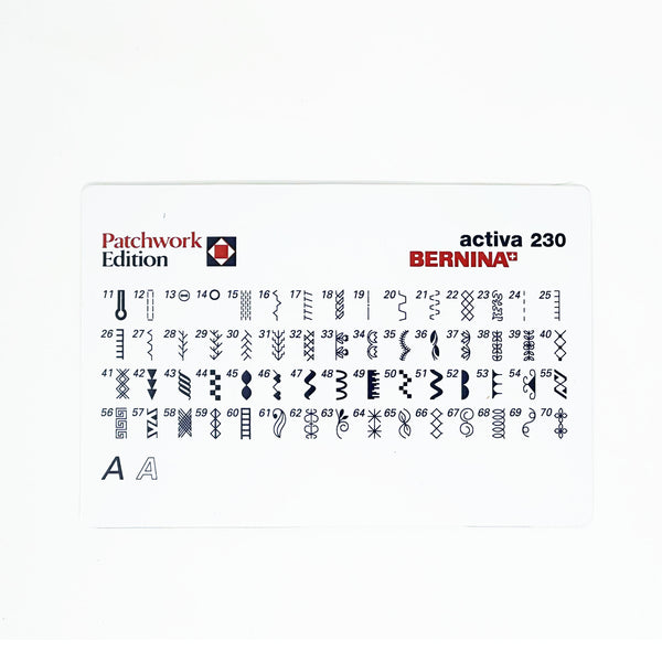 Bernina 230 Patchwork Edition Stitch Card - mrsewing