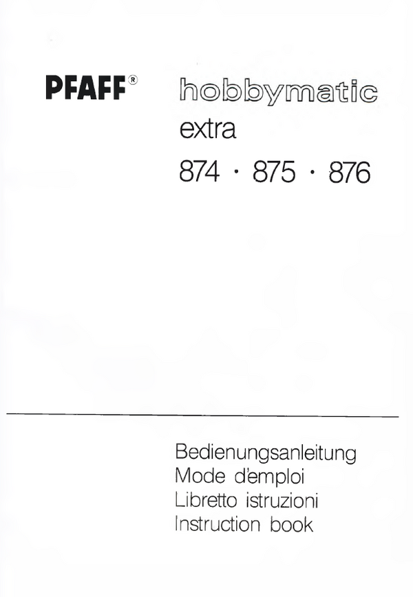 Pfaff 874/875/876 Instruction Manual - mrsewing