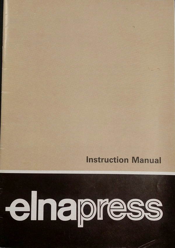 Elna Elnapress Instruction Book, Models EP21 & EP22 - mrsewing